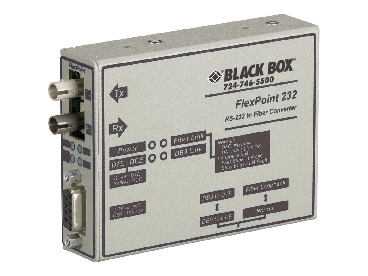 Black Box FlexPoint RS-232 to Fiber Converter - media converter - RS ...