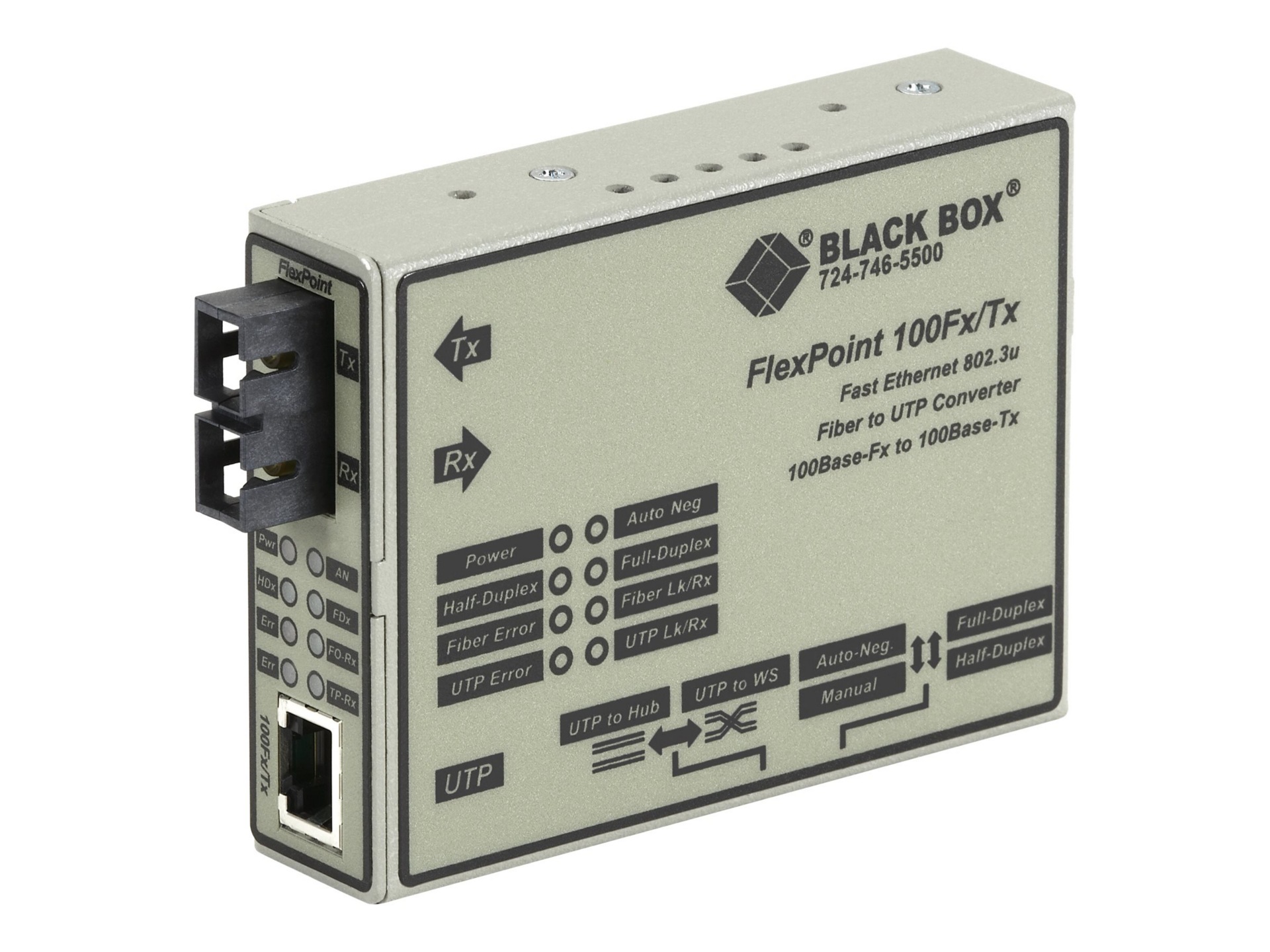 Black Box FlexPoint - Media converter - 100Base-FX, 100Base-TX ...