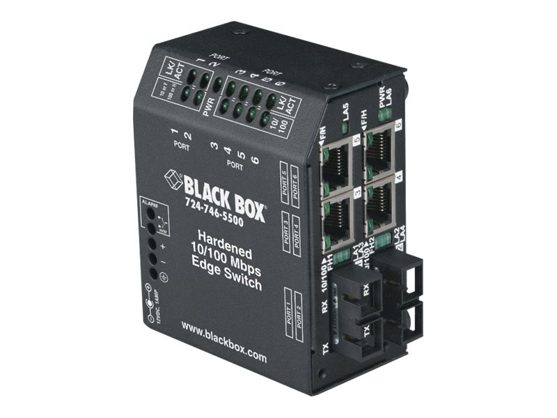 Black Box Heavy-Duty Edge Switches Hardened 2 Fiber + 4 Copper Ports ...