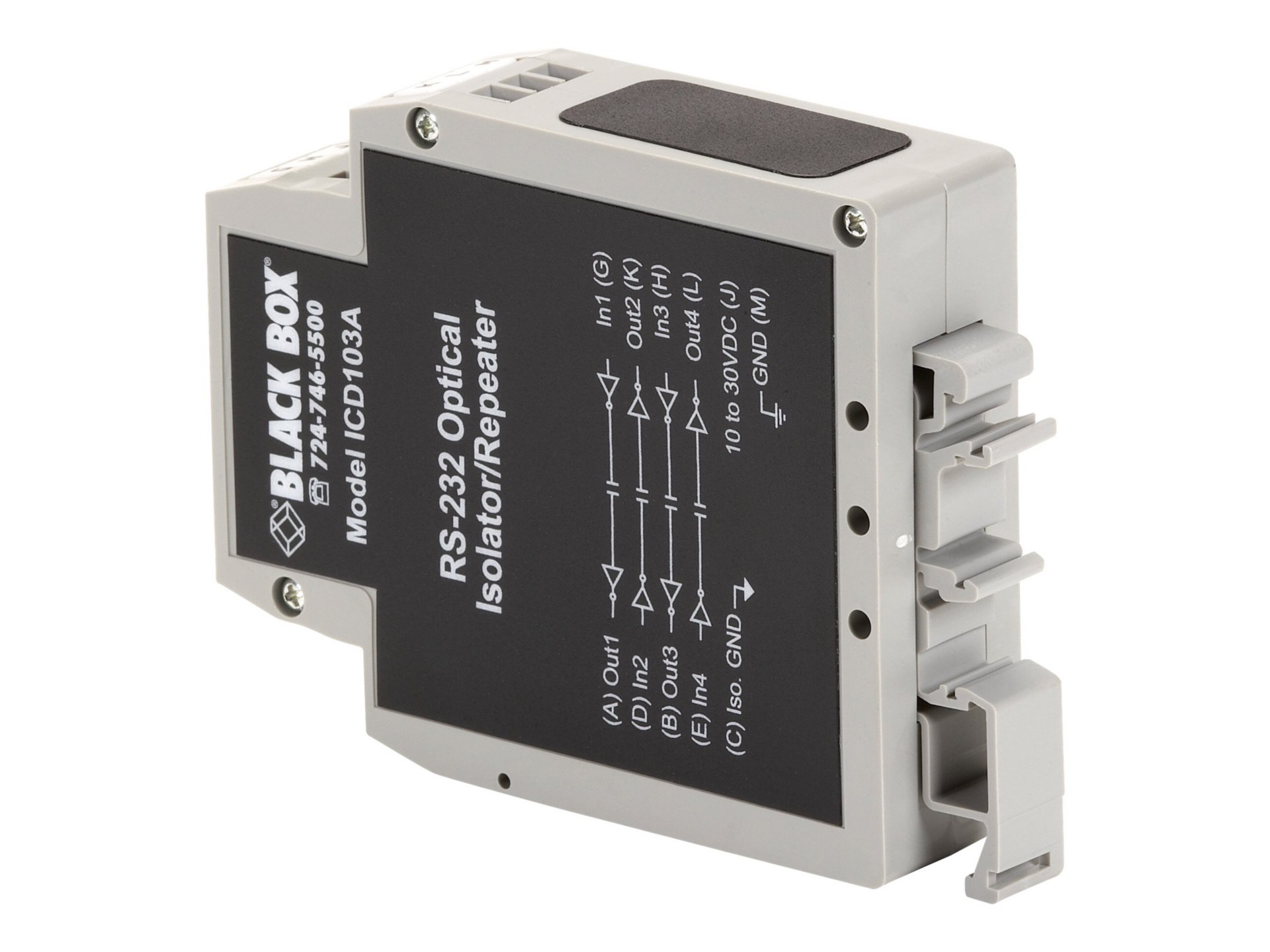 Black Box RS-232 DIN Rail Optical Isolator/Repeater - repeater - RS-232 ...