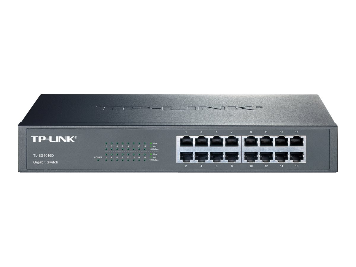 TP-LINK TL-SG1016D 10/100/1000Mbps 16-Port Gigabit 13-inch ...