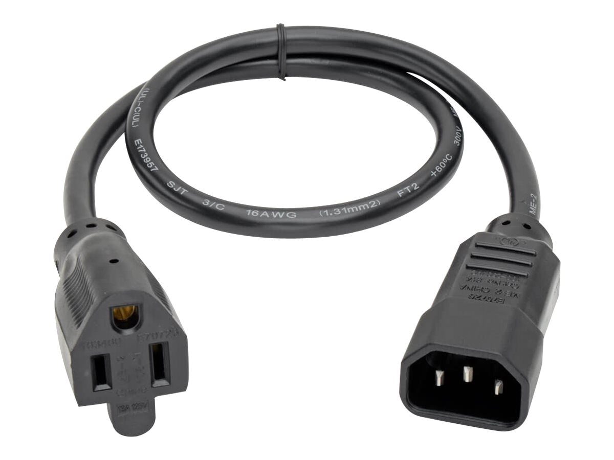 Tripp Lite Computer Power Extension Cord Adapter 10A 18AWG C14 to 5-15R ...
