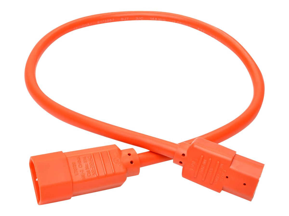 Eaton Tripp Lite Series Power Cord C14 to C15 - Heavy-Duty, 15A, 250V, 14 AWG, 2 ft. (0.61 m ...