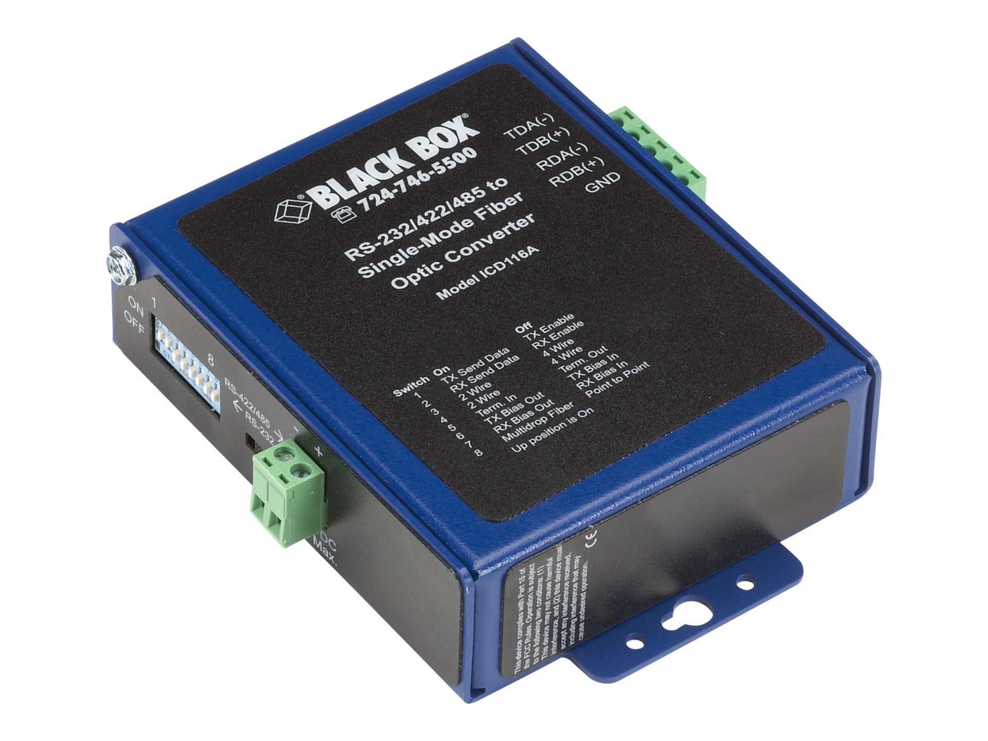 Black Box Industrial Opto-Isolated Serial to Fiber - short-haul modem ...