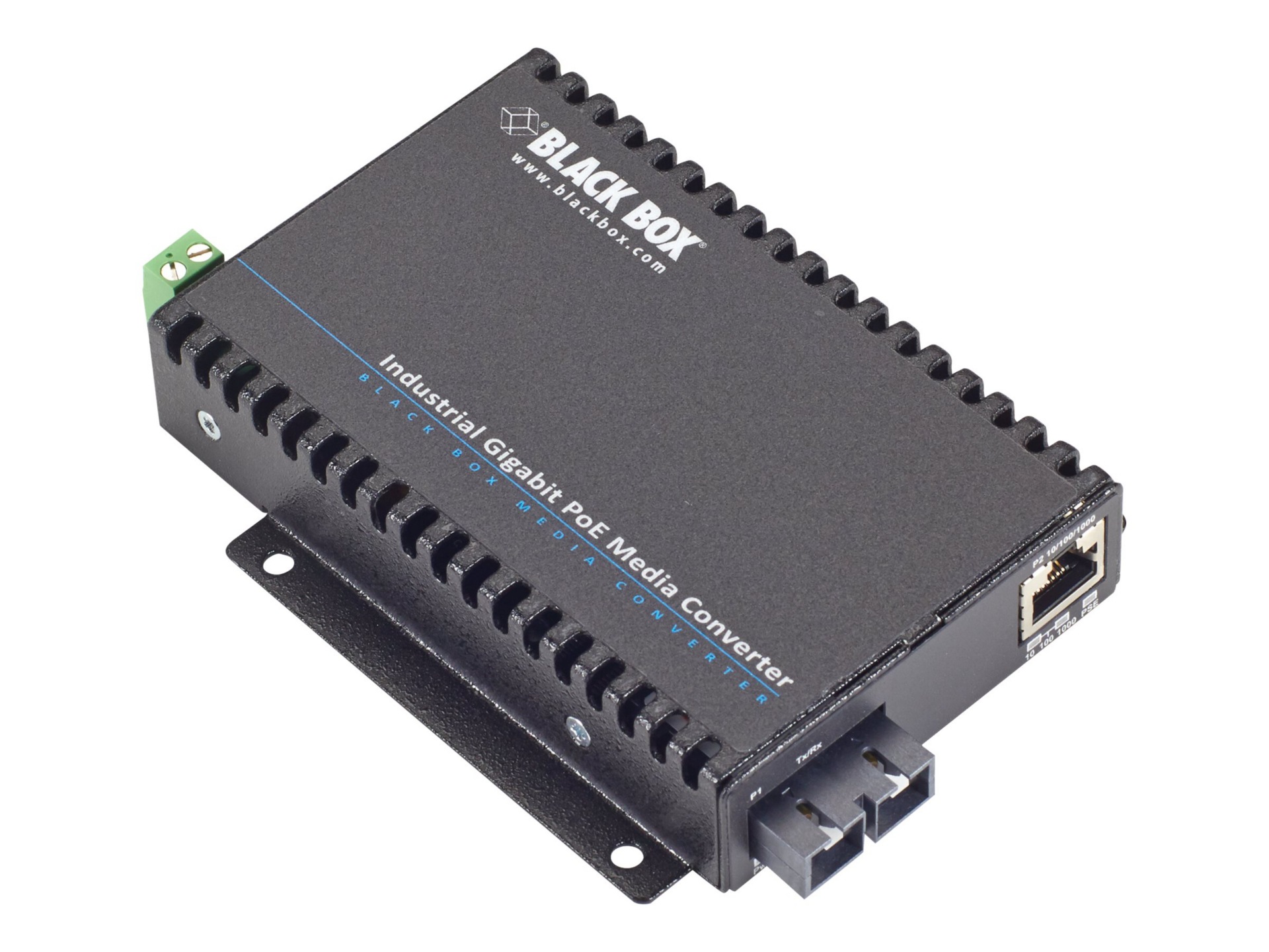 Black Box Industrial PoE Gigabit Ethernet Media Converter - fiber media ...