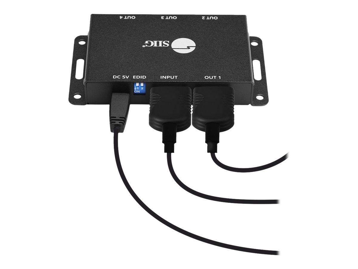 SIIG 4-Port HDMI 2.0 Mini Splitter Amplifier with EDID Management ...