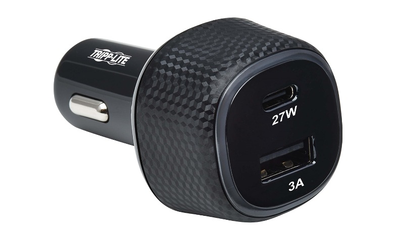 Tripp Lite USB Car Charger Dual Port with 45W Charging USB C 27W QC4 USB A 18W QC 3.0 Black car power adapter U280 C02 45W 1B USB Hubs CDW