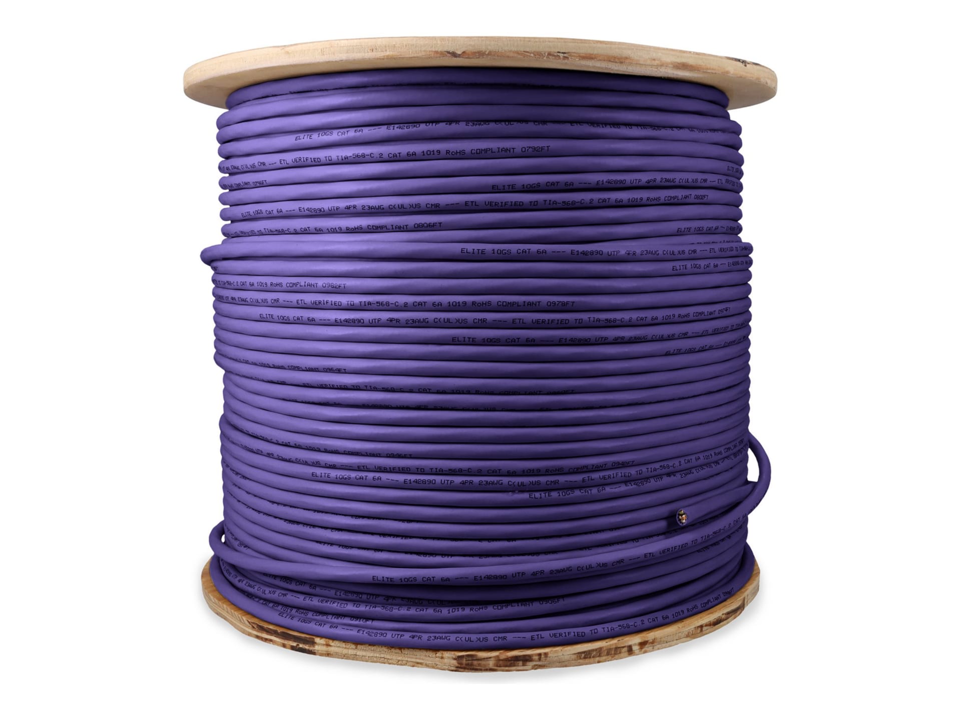 Proline 1000ft Non-Terminated Purple CAT 6A PVC Bulk Cable - PRO ...