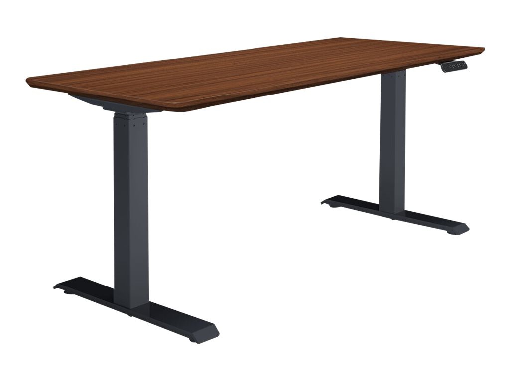 VARI - standing desk - rectangular with contoured side - dark wood ...