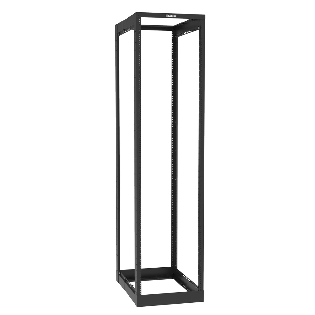 4-Post Rack, Adjustable Depth, 45RU, #12-24 Threaded E-Rails, Black ...