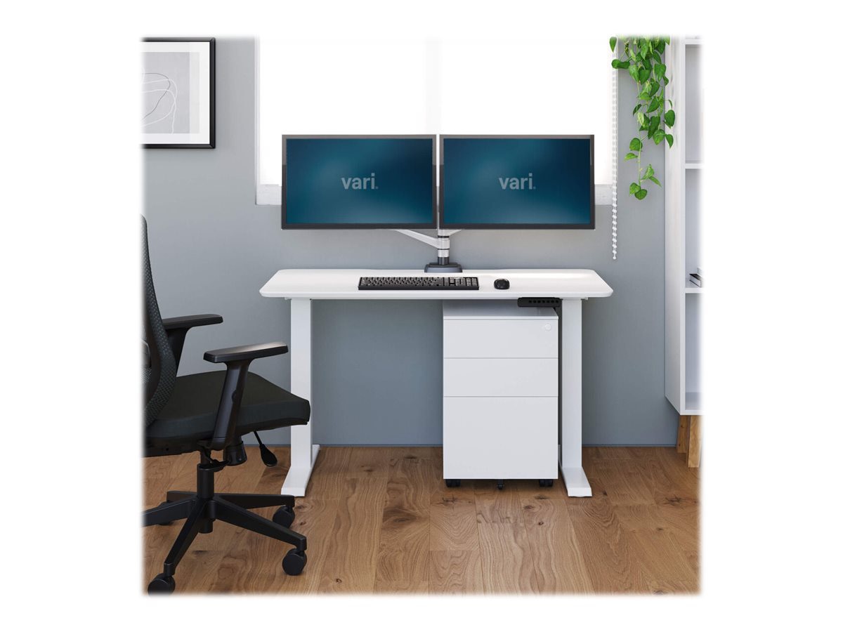 VARI - sit/standing desk - rectangular with contoured side - white ...