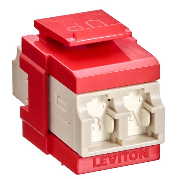 Leviton QUICKPORT OM1/2 Multimode Duplex LC Adapter - Beige/Crimson Red ...