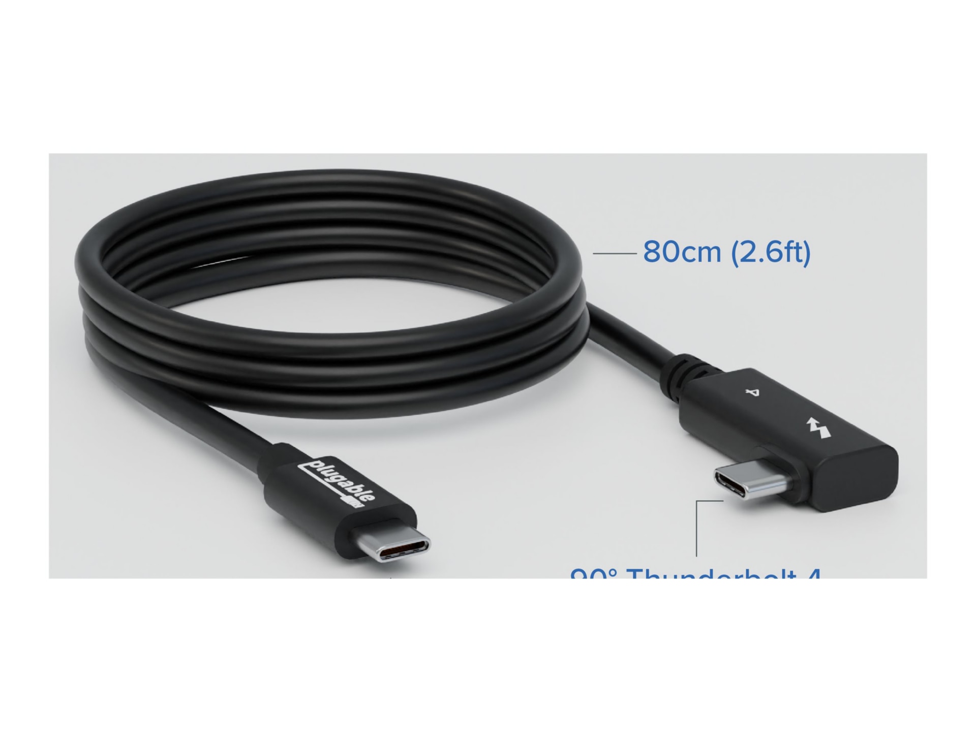 Plugable - Thunderbolt cable - 24 pin USB-C to 24 pin USB-C - 2.6 ft ...